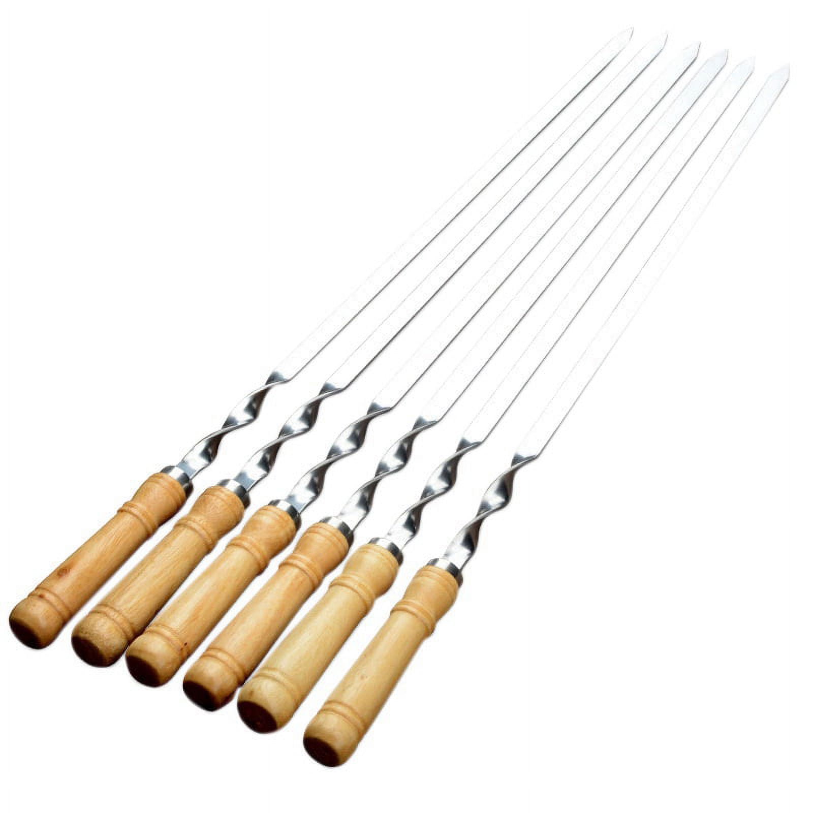 6pcs 55cm bbq skewers long handle kebab bbq grill wooden bbq fork ...