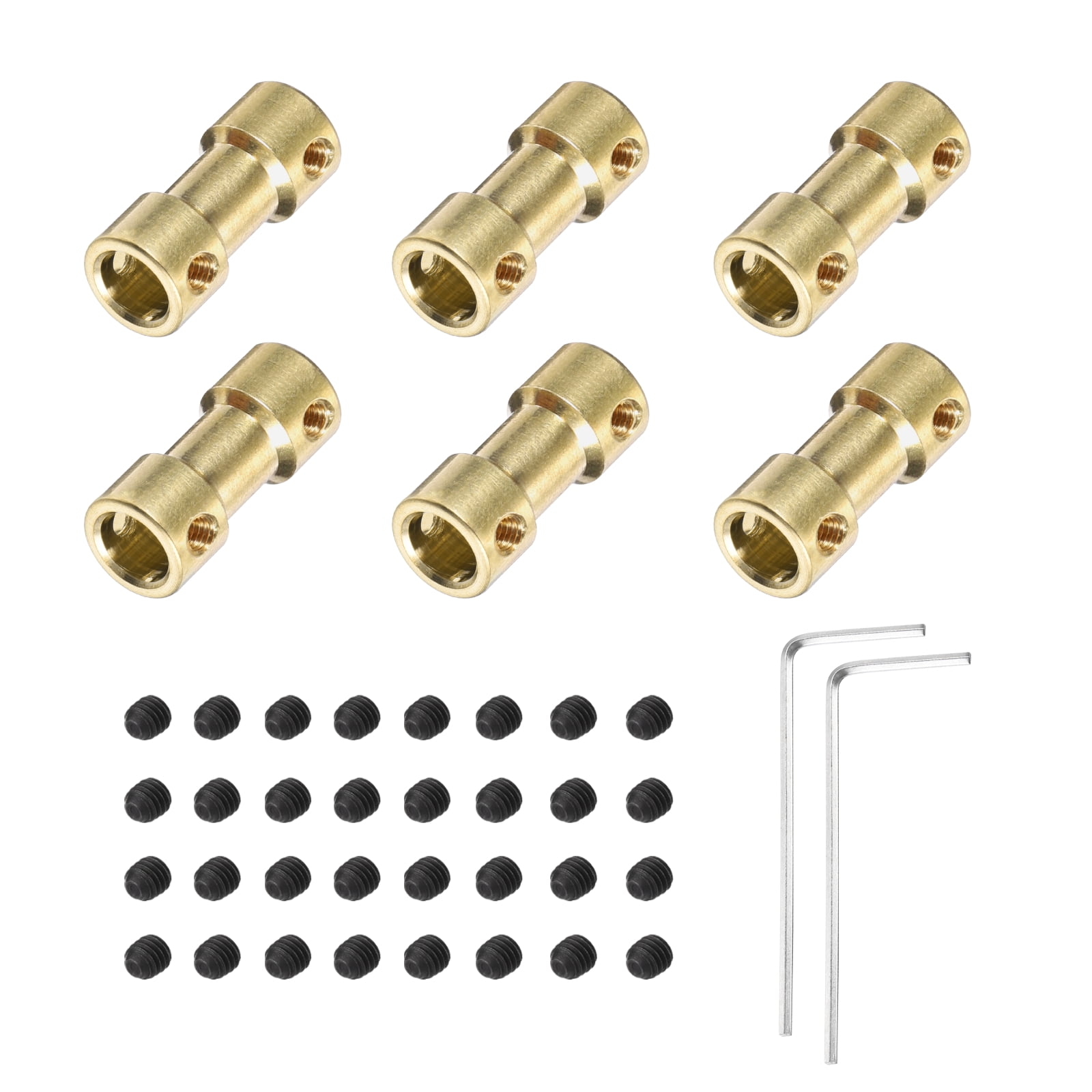 6pcs 5mm to 6mm Brass Shaft Coupling Joint Connector with Screws Hex ...