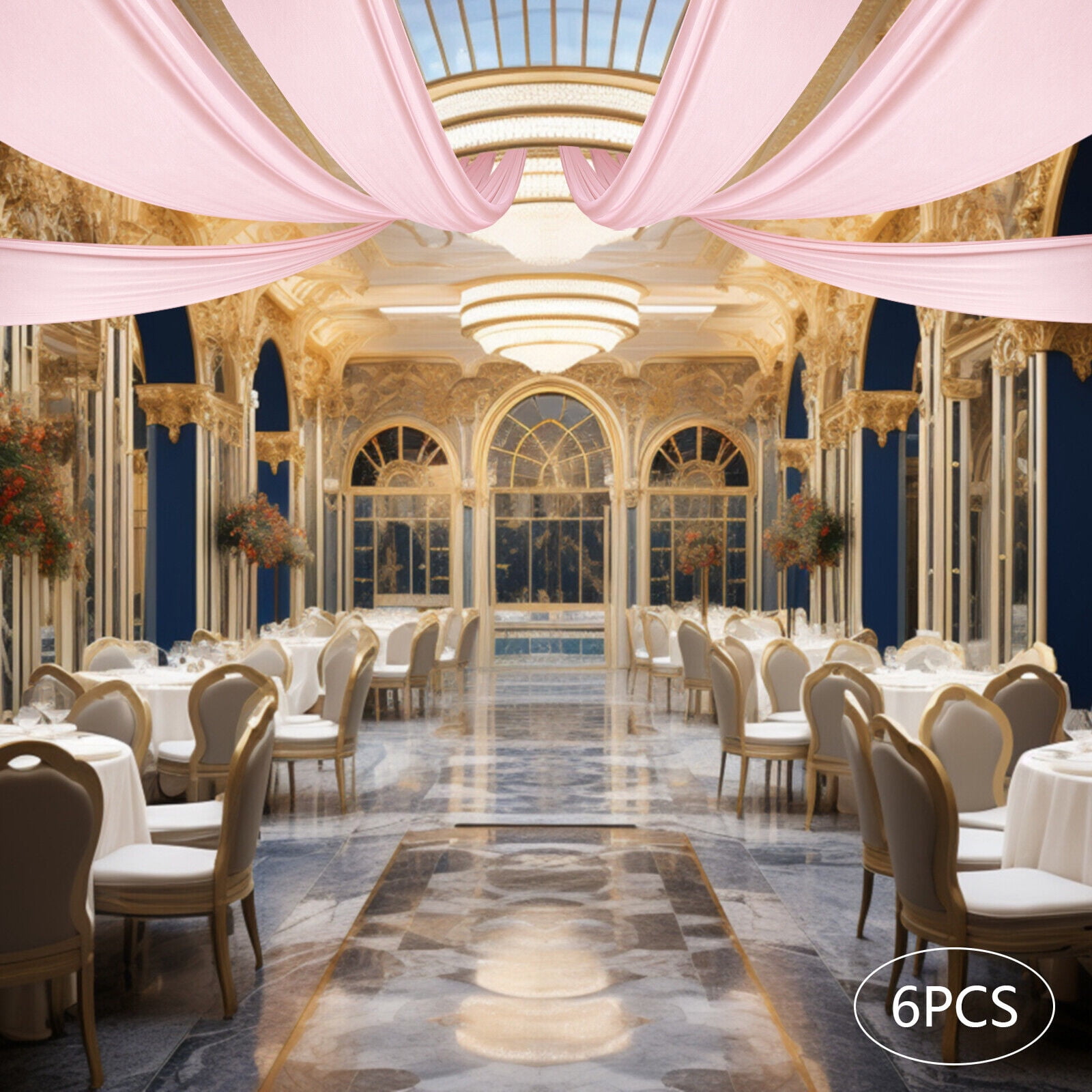 6pcs 5x20ft/30ft Ceiling Drapes Sheer Voile Chiffon Drapery Draping ...