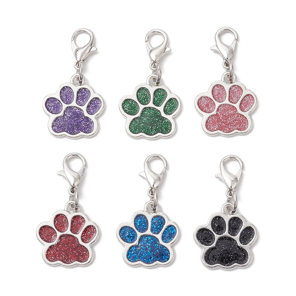 6pcs 6 colors Dog Paw Print Alloy Enamel Pendant Decorations Alloy ...