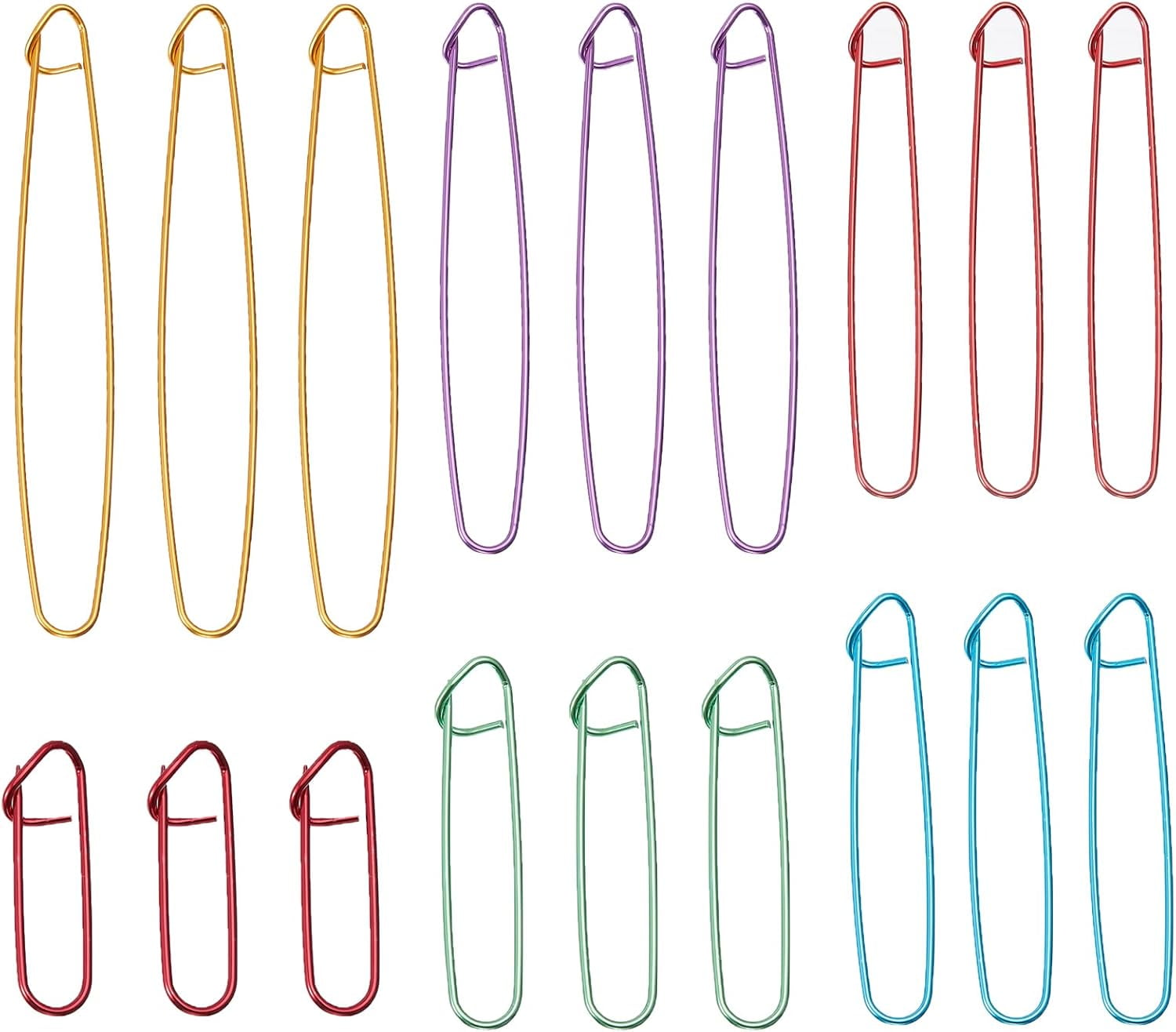 6pcs 6 style Spray Painted Aluminum Locking Stitch Marker Safety Pins ...