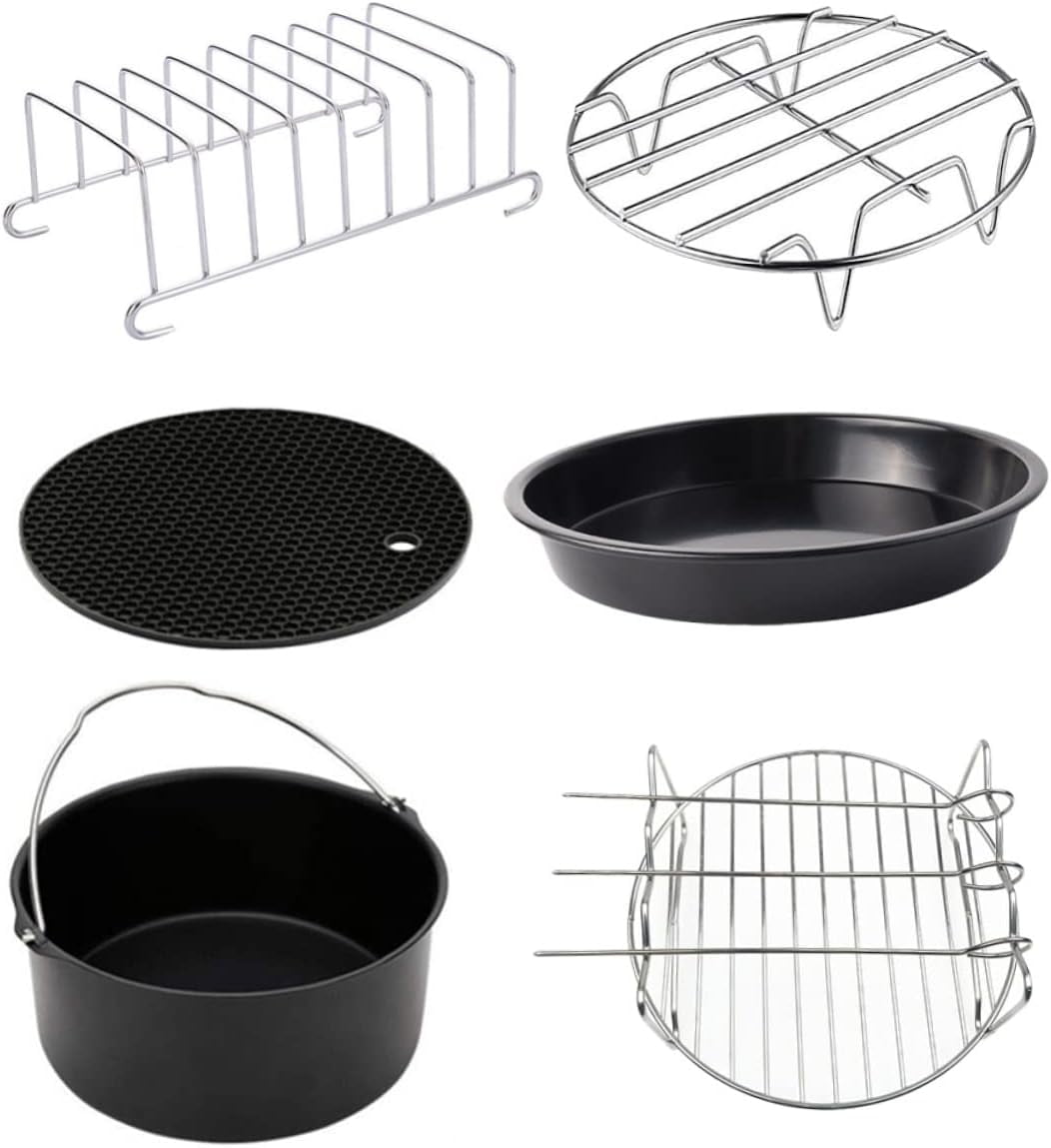 6pcs 7 Inch Air Fryer Accessories Nonstick Frying Pan Pizza Tray Pot ...