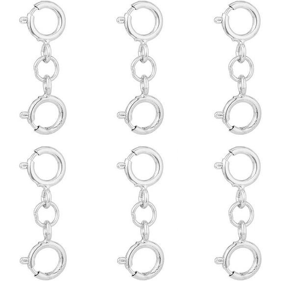 6pcs 925 Sterling Silver Spring Ring Clasps Double Spring Clasps ...