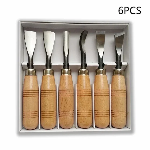6pcs A306 Professional Wood Carving Hand Gouges Chisel Knives Tool Set ...