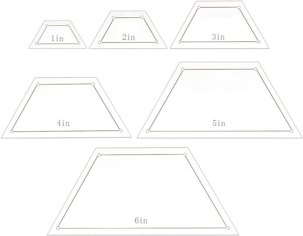 6pcs Acrylic Quilting Template Half Hexagon Rulers Clear Patchwork ...