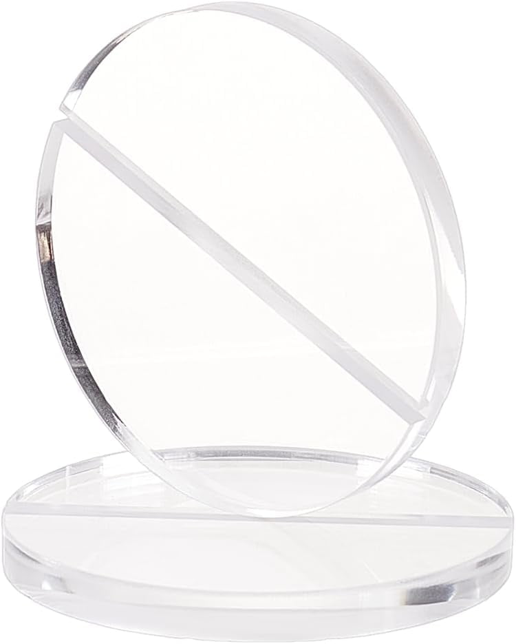 6pcs Acrylic Round Card Stand 3.9inch Clear Display Base Stands Slot ...