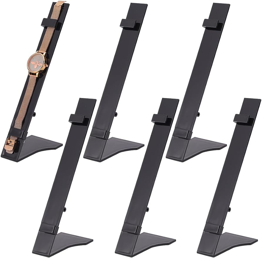 6pcs Acrylic Watch Display Stand Wrist Watch Holder Black L-Shaped ...