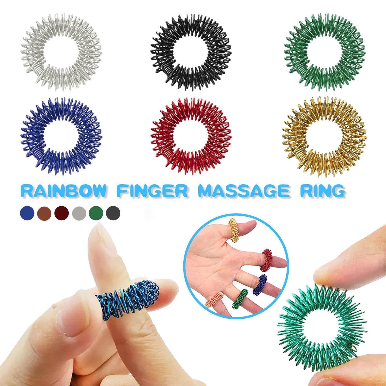 6pcs Acupuncture Ring, Multicolor Finger Massage Rings Prickly Sensory ...