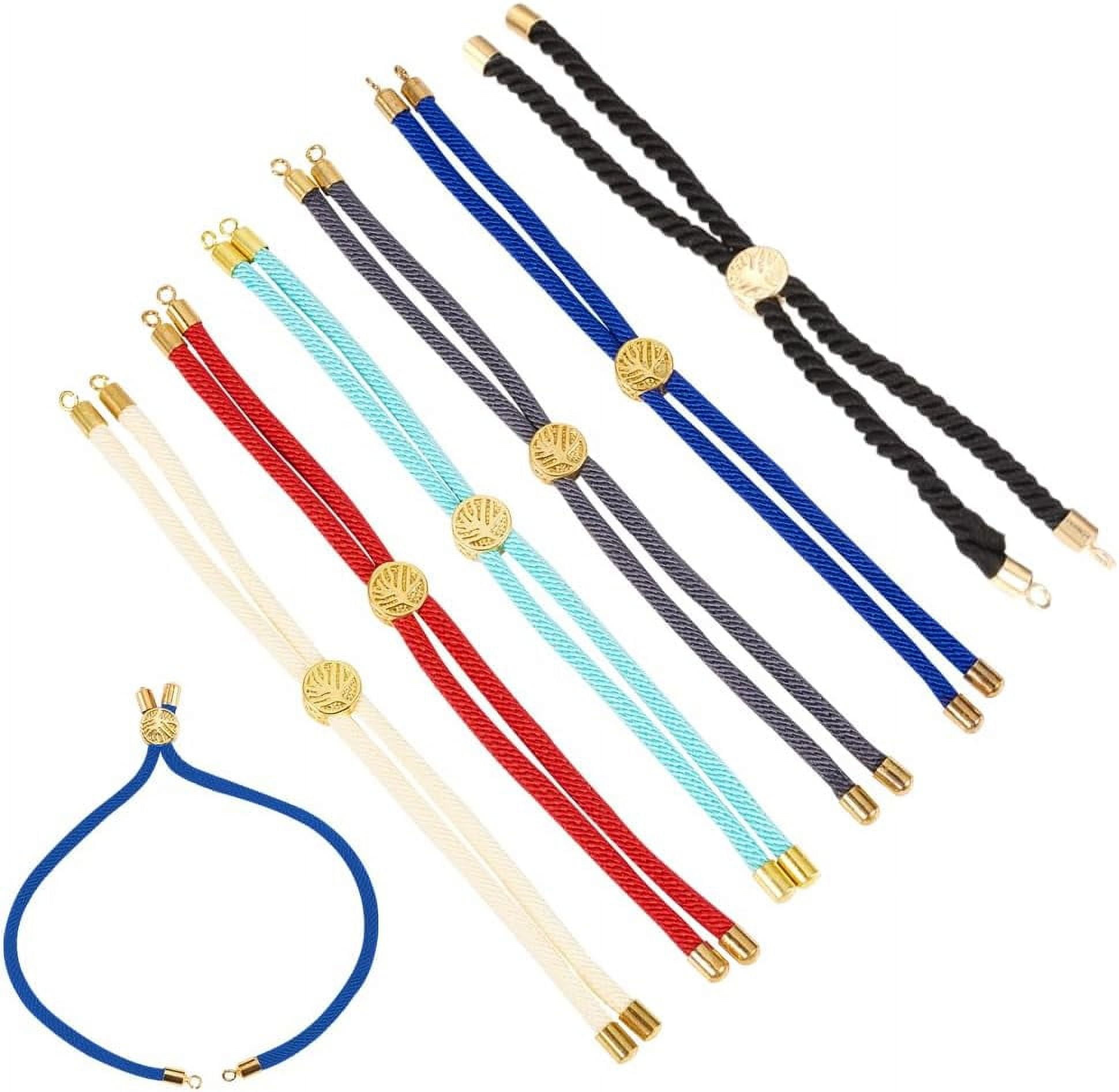 6pcs Adjustable Slider Bracelets 8.2' Twisted Cord Nylon Friendship ...