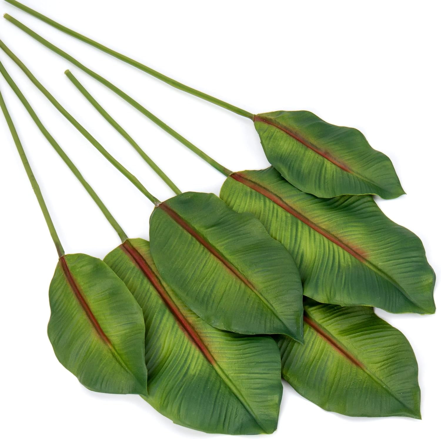6pcs Artificial Banana Leaves with Bendable Stems,Fake Banana Leaves ...