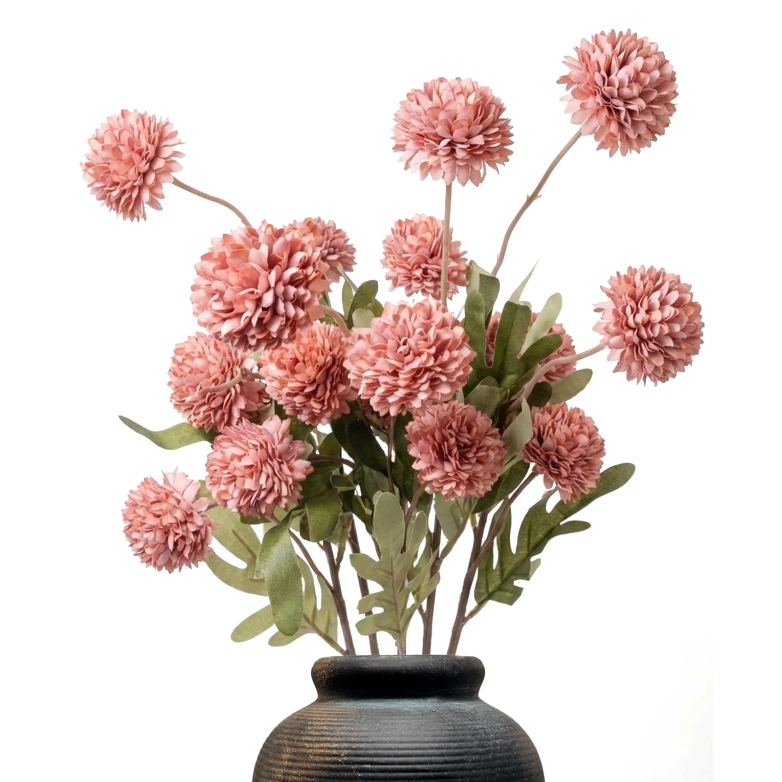 6pcs Artificial Flowers Faux Silk Pompon Mum Realistic Fake Mum Flowers ...