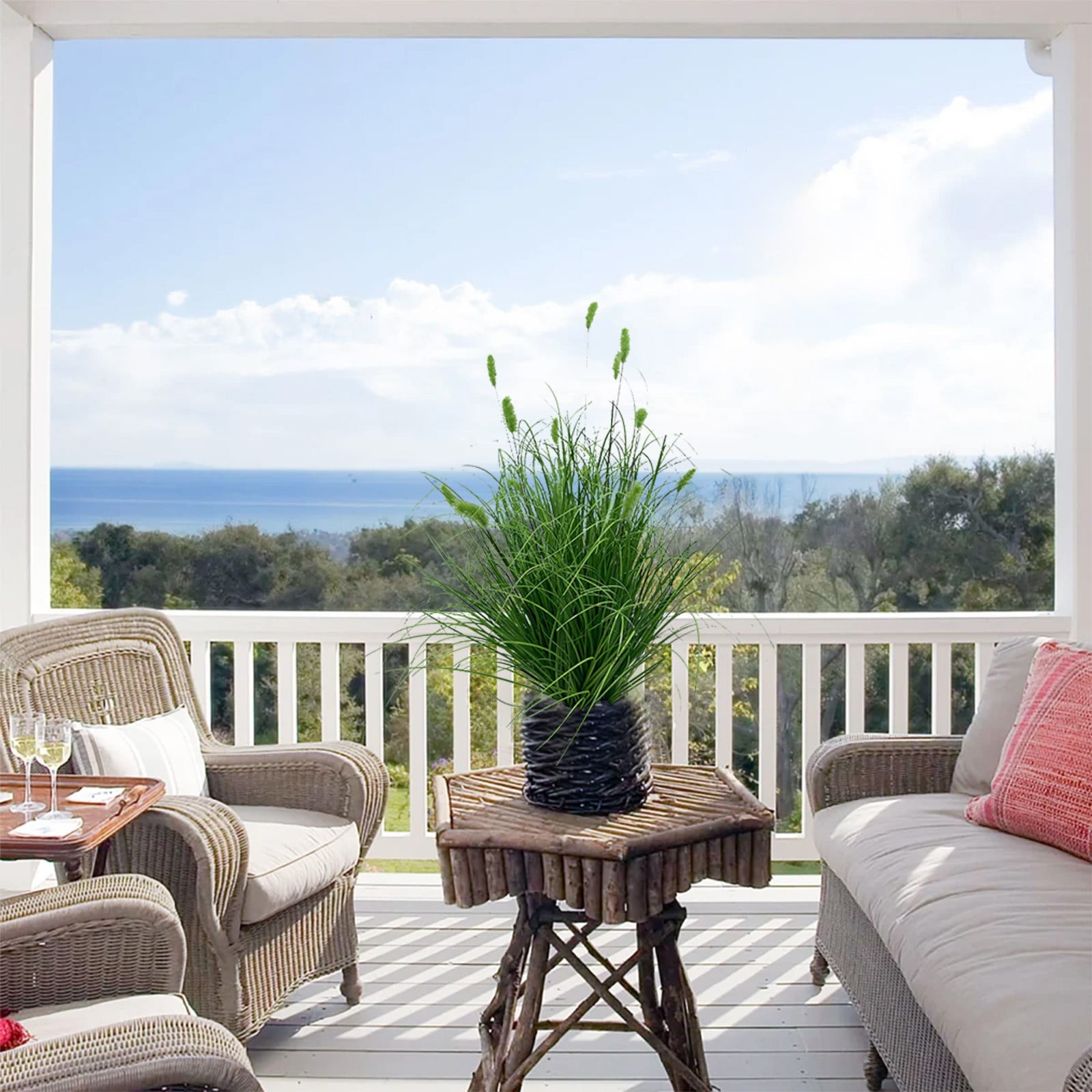 6pcs Artificial Foxtail Grass Plastic Decorative Plants 45cm Realistic Faux Greenery for Wedding ...