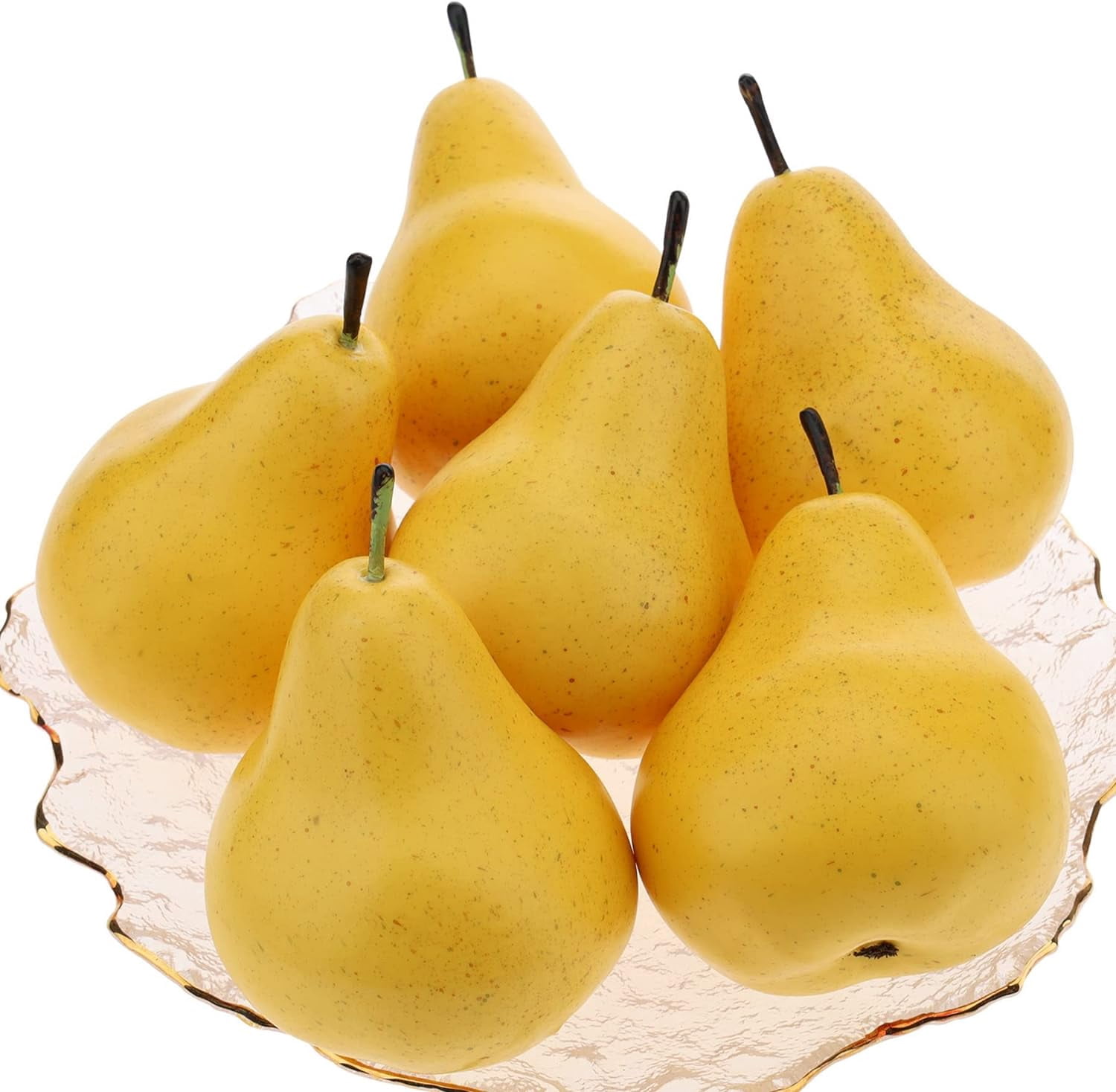 6pcs Artificial Fruit Realistic Fake Brown Pear Artificial Fake Fruit ...
