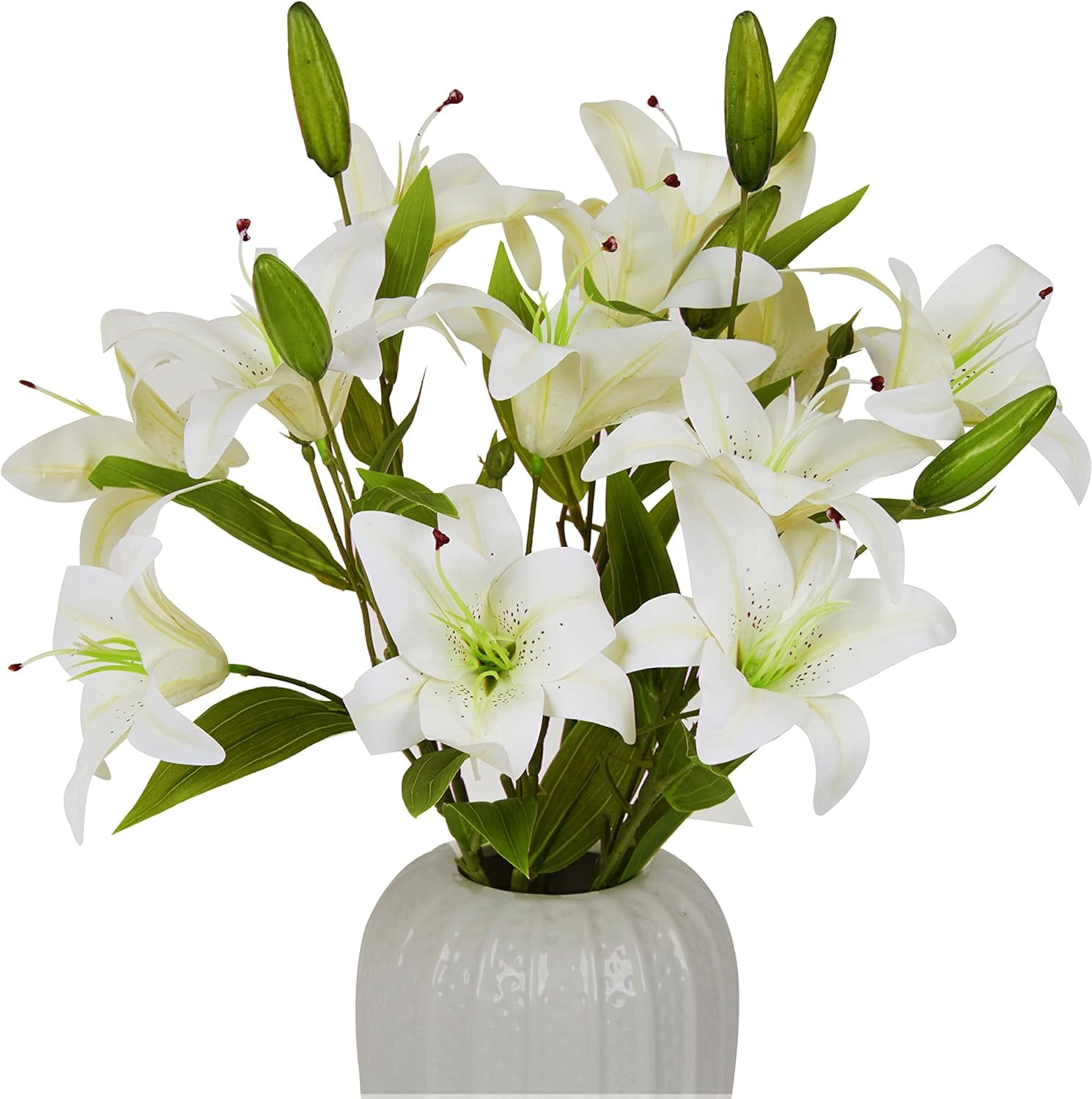 6pcs Artificial Lily Flowers,23 Inch Long Stem Tiger Lily Branch with 2 ...