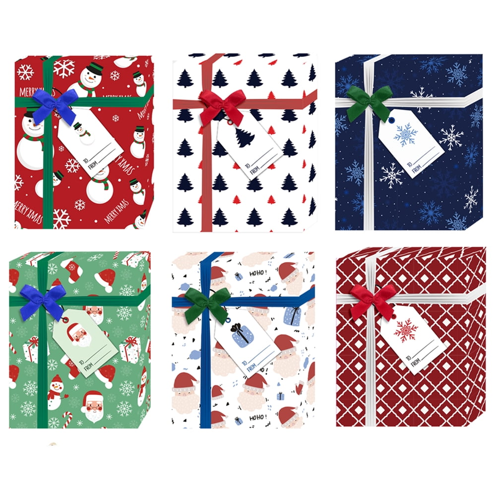 6pcs Assorted Christmas Gift Boxes with Bow Ties - Perfect for Cards ...