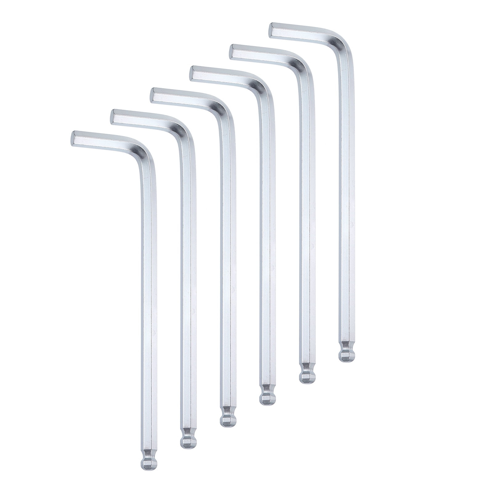 6pcs Ball End Hex Key Wrench 6mm Cr-V L-Shape Hexagon Wrenches Silver ...