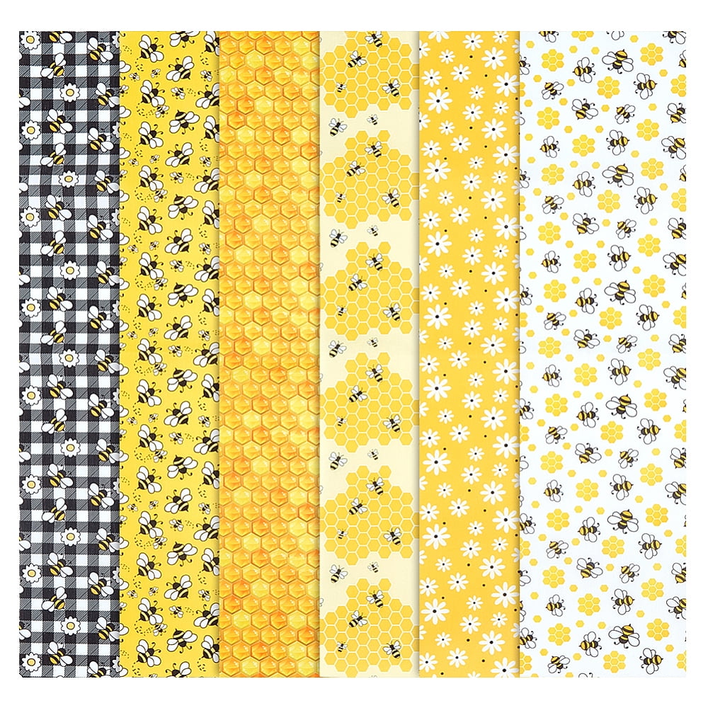 6pcs Bee Daisy Cotton Fabric Bundles Bee Theme Quilting Patchwork ...