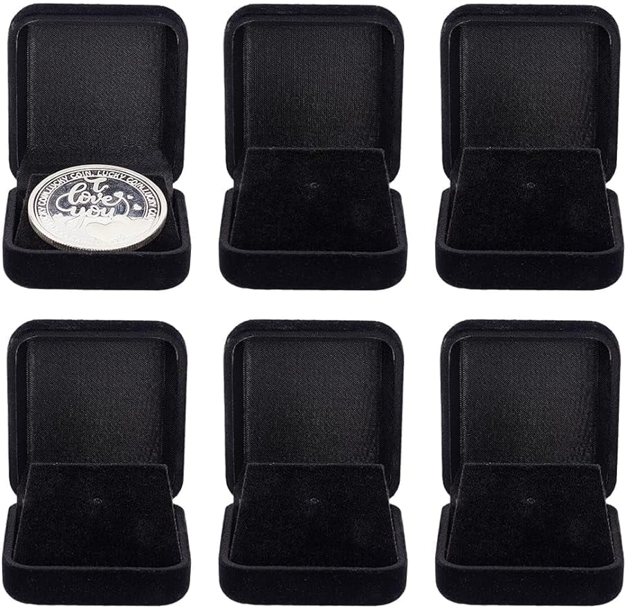 6pcs Black Velvet Challenge Coin Presentation Display Box 40mm Single ...