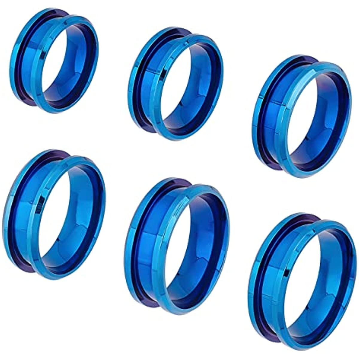 6pcs Blue Blank Core Ring 6 Size Stainless Steel Blank Finger Ring ...