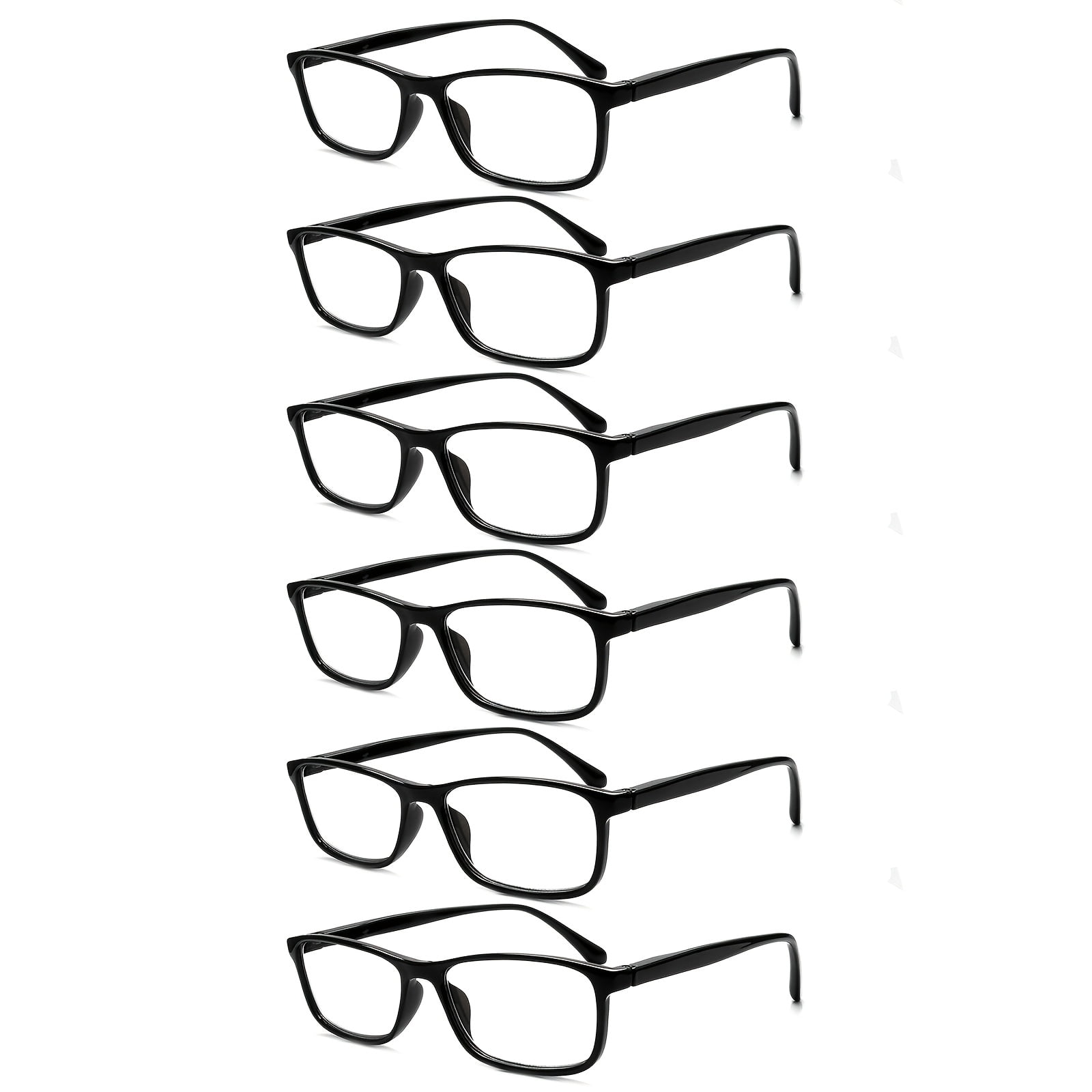 6pcs Blue Light Blocking Reading Glasses - Stylish Black Rectangular ...