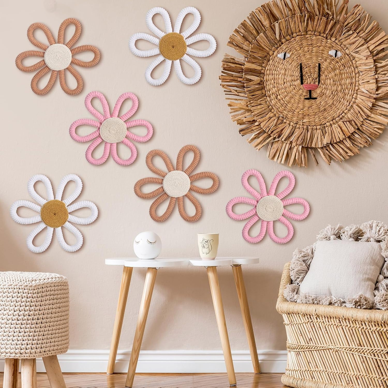 6pcs Boho Daisy Flowers Wall Art Decor Boho Daisy Floral Nursery Art ...