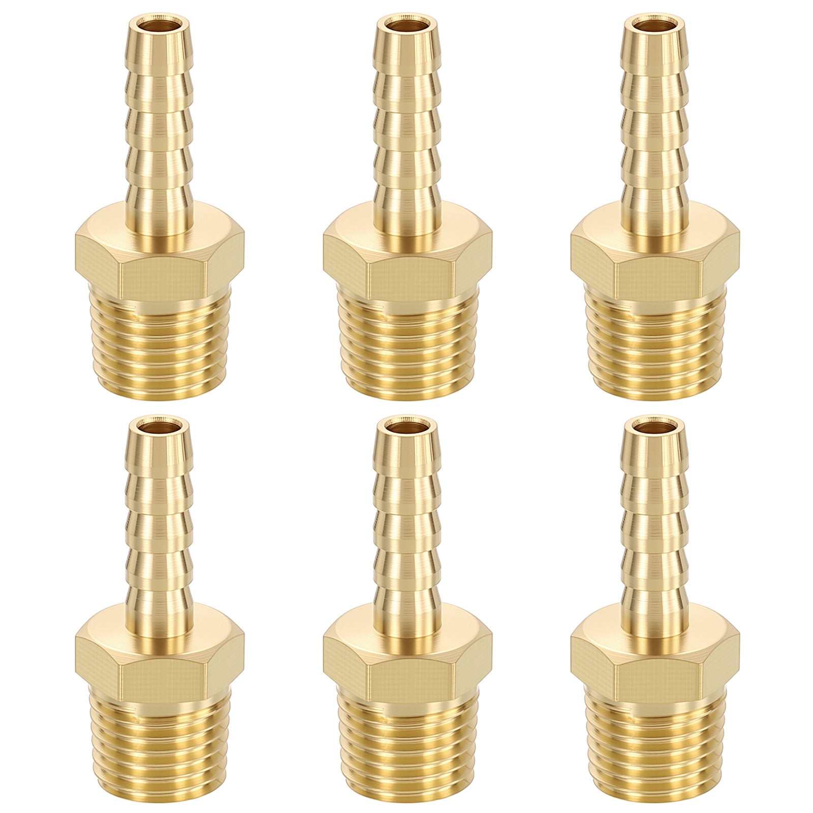6pcs Brass Hose Barb to NPT Male Adapter 1/4" Barb x 1/4" NPT Male for ...