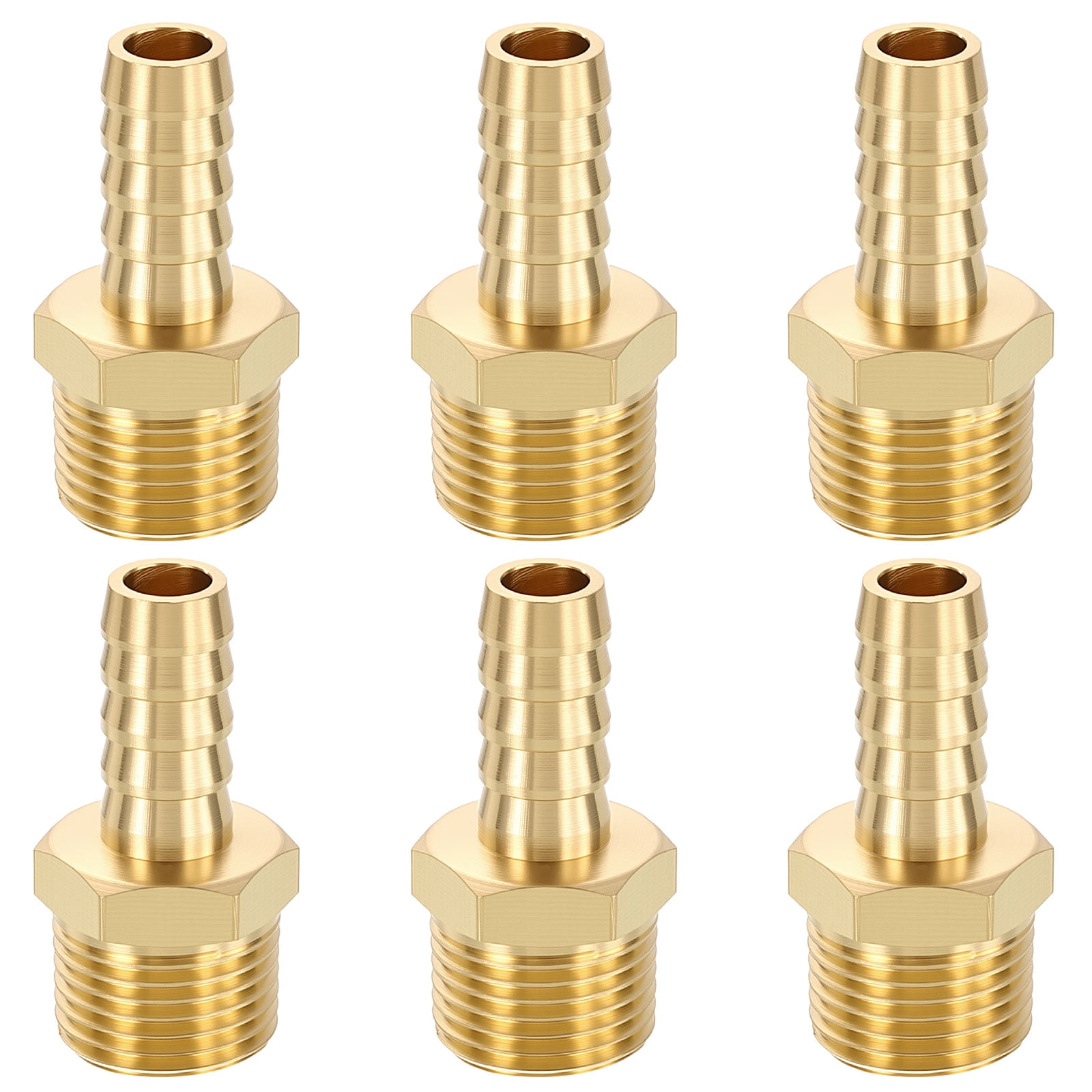 6pcs Brass Hose Barb to NPT Male Adapter 3/8" Barb x 3/8" NPT Male for Automotive, Motorcycle ...