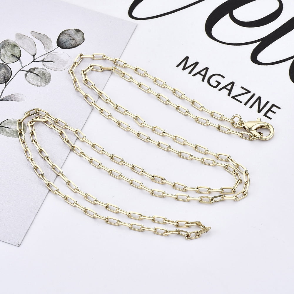 6pcs Brass Paperclip Chains Drawn Elongated Cable Chain Necklace Making ...