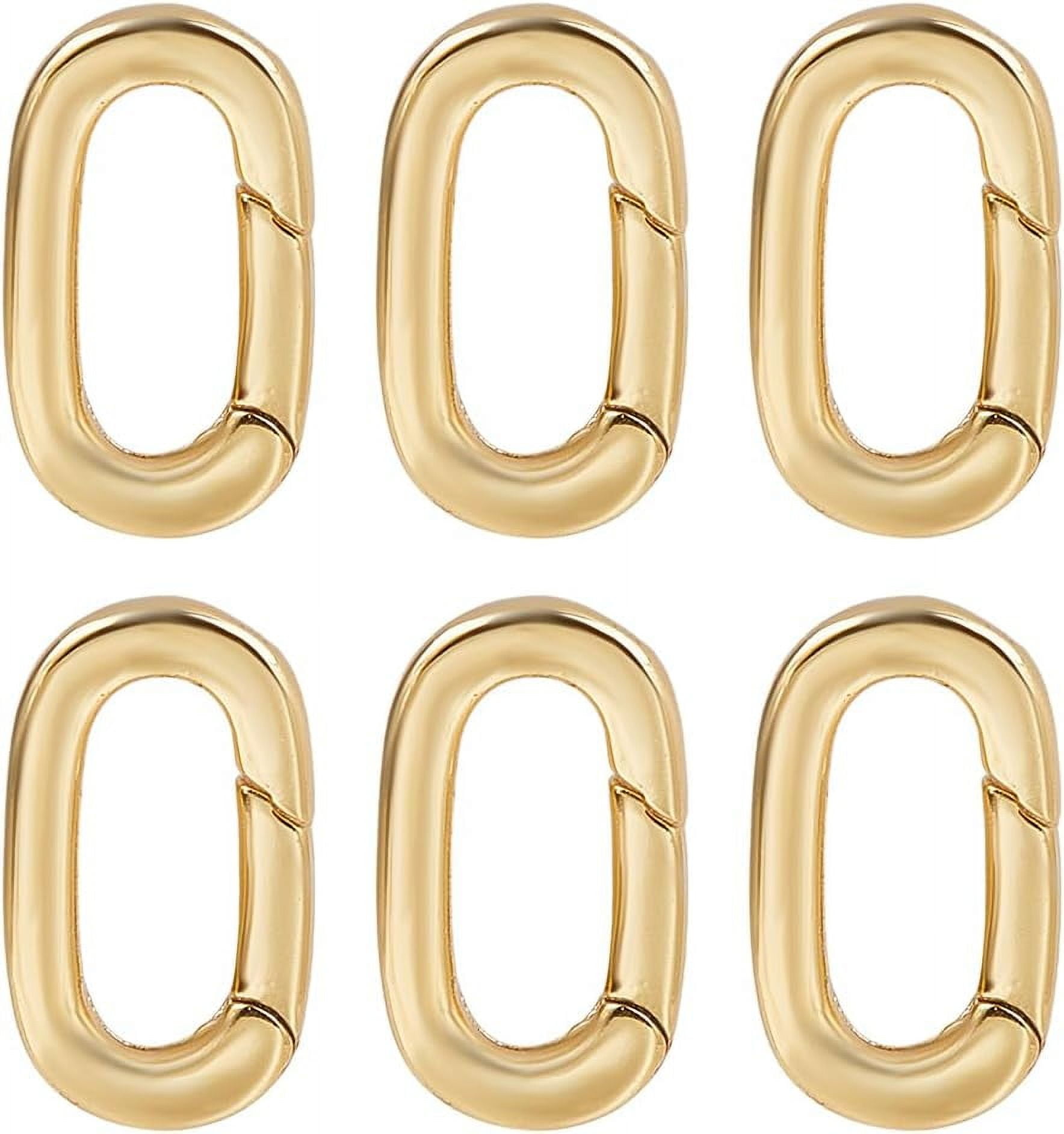 6pcs Brass Spring Gate Rings Oval Real 18K golden Plated 9 Gauge 16x8 ...