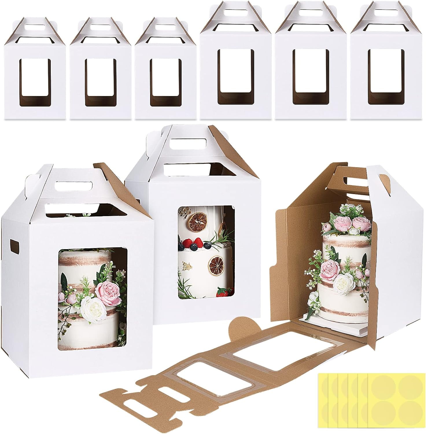 6pcs Cake Boxes, 2 Sizes 10x10x12 & 12x12x14 Tall Cake Boxes, Large ...