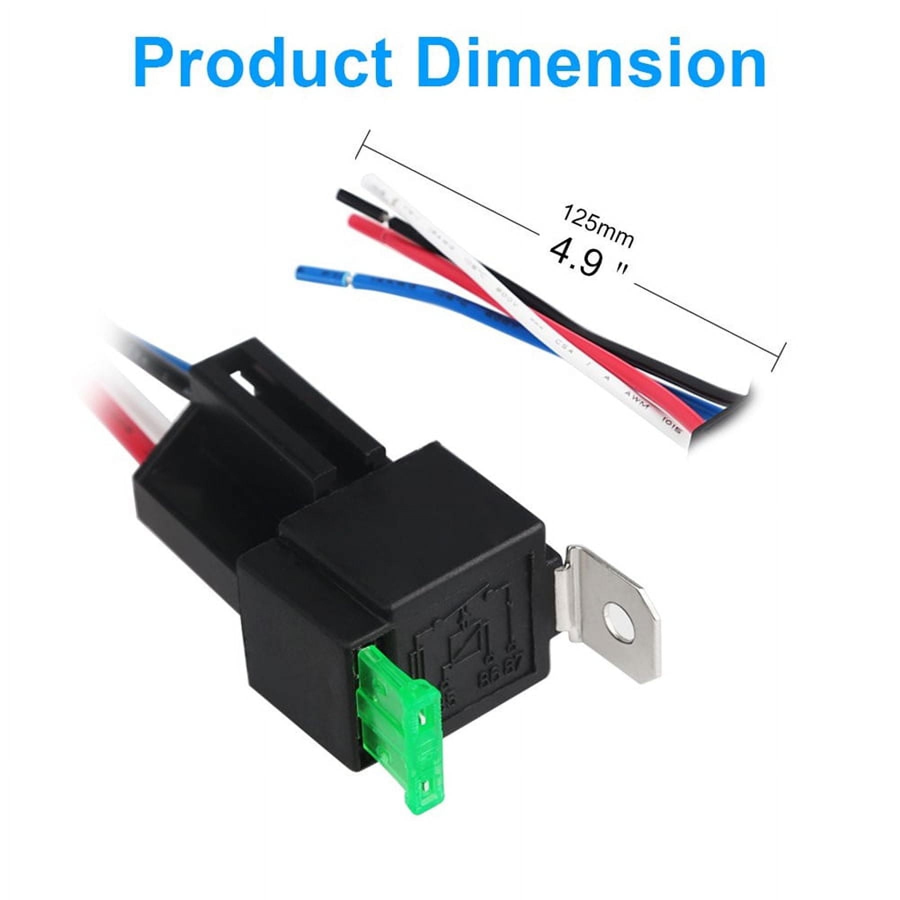 6pcs Car Relay Switch Harness Set 12V 4PIN SPST 30AMP Fuse Holder 14AWG ...