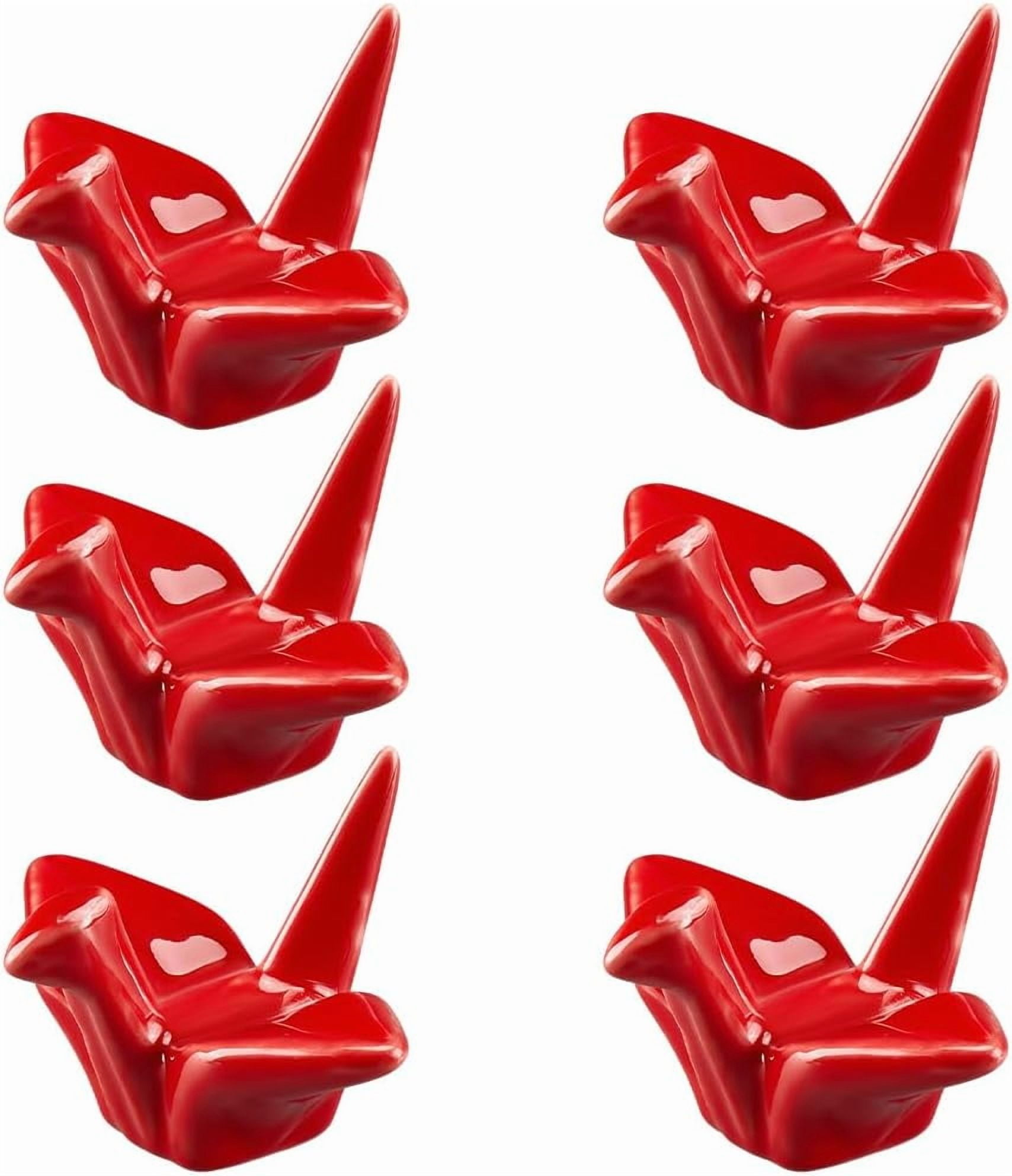 6pcs Ceramic Chopstick Stands Red Chopsticks Rests Paper Crane ...