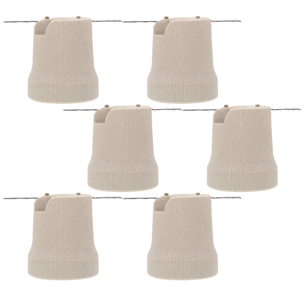 6pcs Ceramic Hanging Light Socket Replacement Threaded E27 Light Base ...