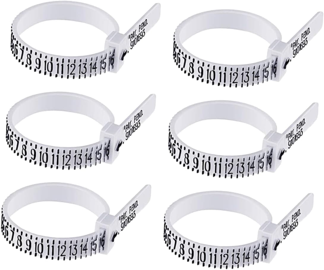 6pcs Check Gauge Size Jewelry Sizer Us Economical White Ruler Finger ...
