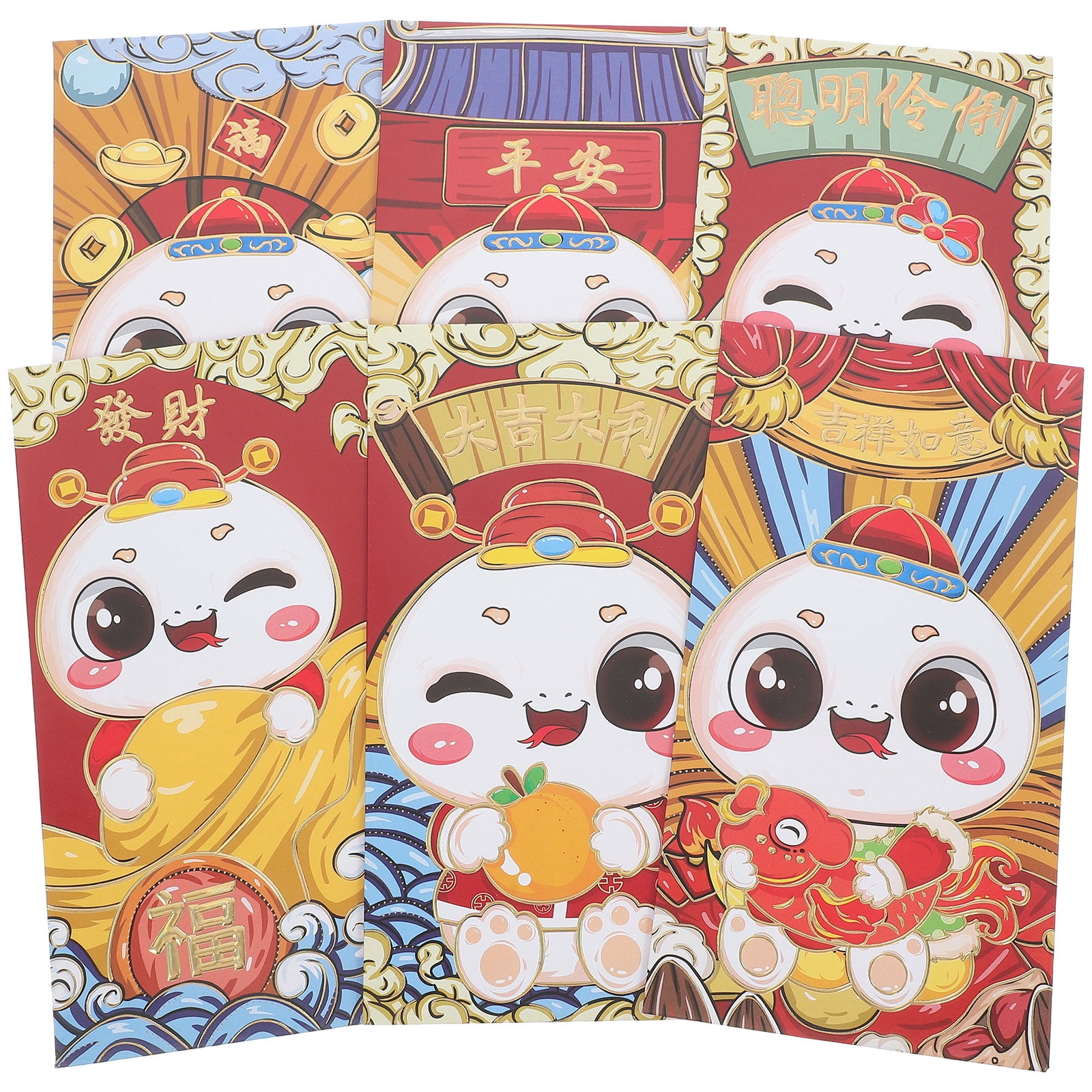 6pcs Chinese Red Envelopes 2025 Year of The Snake Hongbao Lai See Red Packet Spring Festival ...
