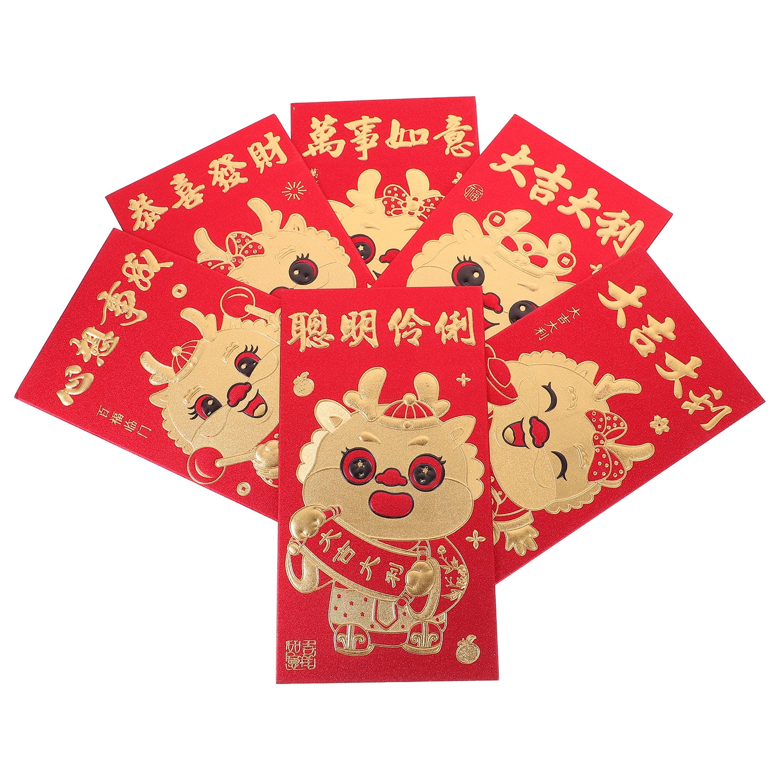 6pcs Chinese Red Envelopes Cartoon Money Packets Lucky Packets for ...
