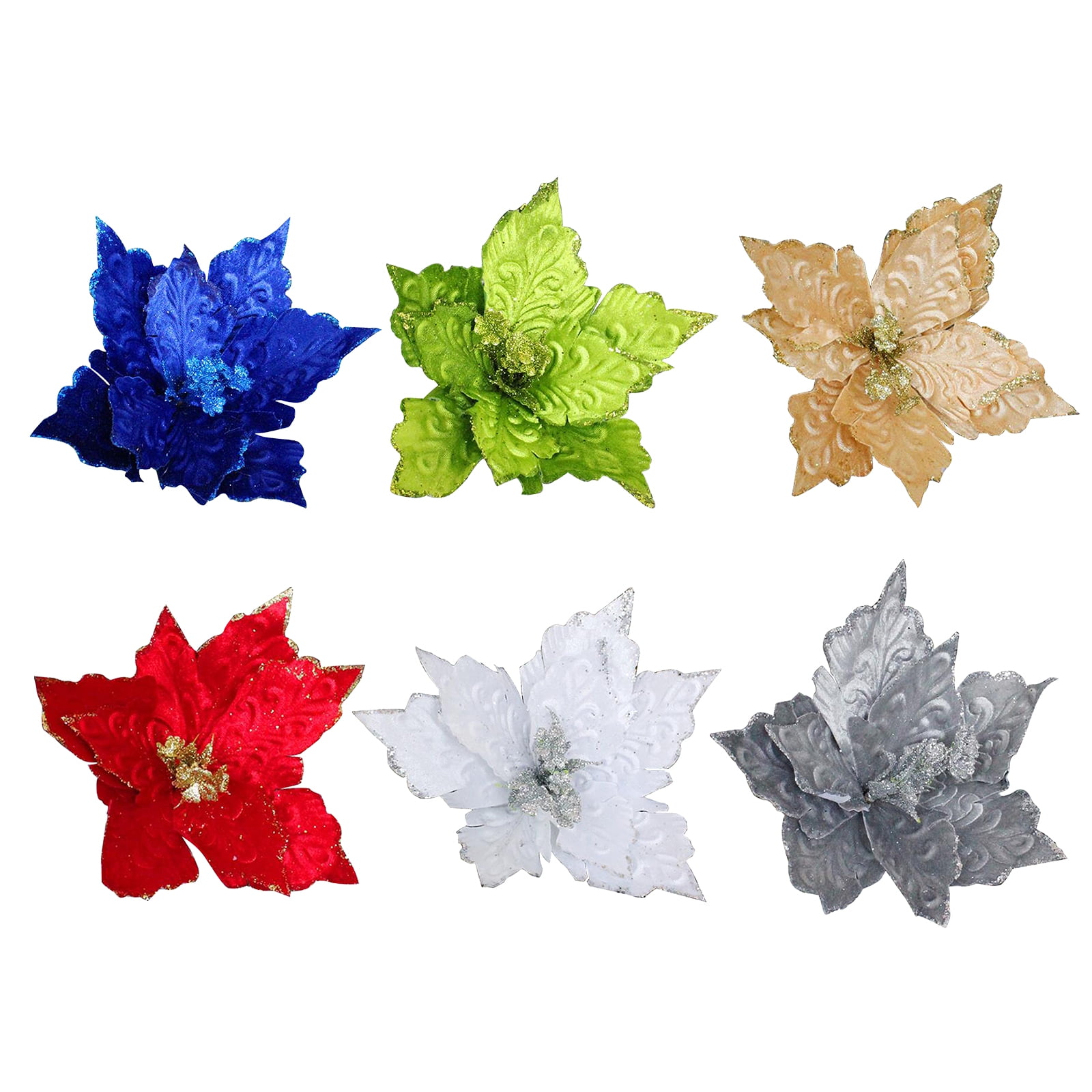 6pcs Christmas Tree Flower Decoration 6pcs 11-Inch Large Sequins ...