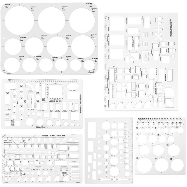 6pcs Circle Template for Drafting, 6 Sizes Plastic Flexible Geometric ...