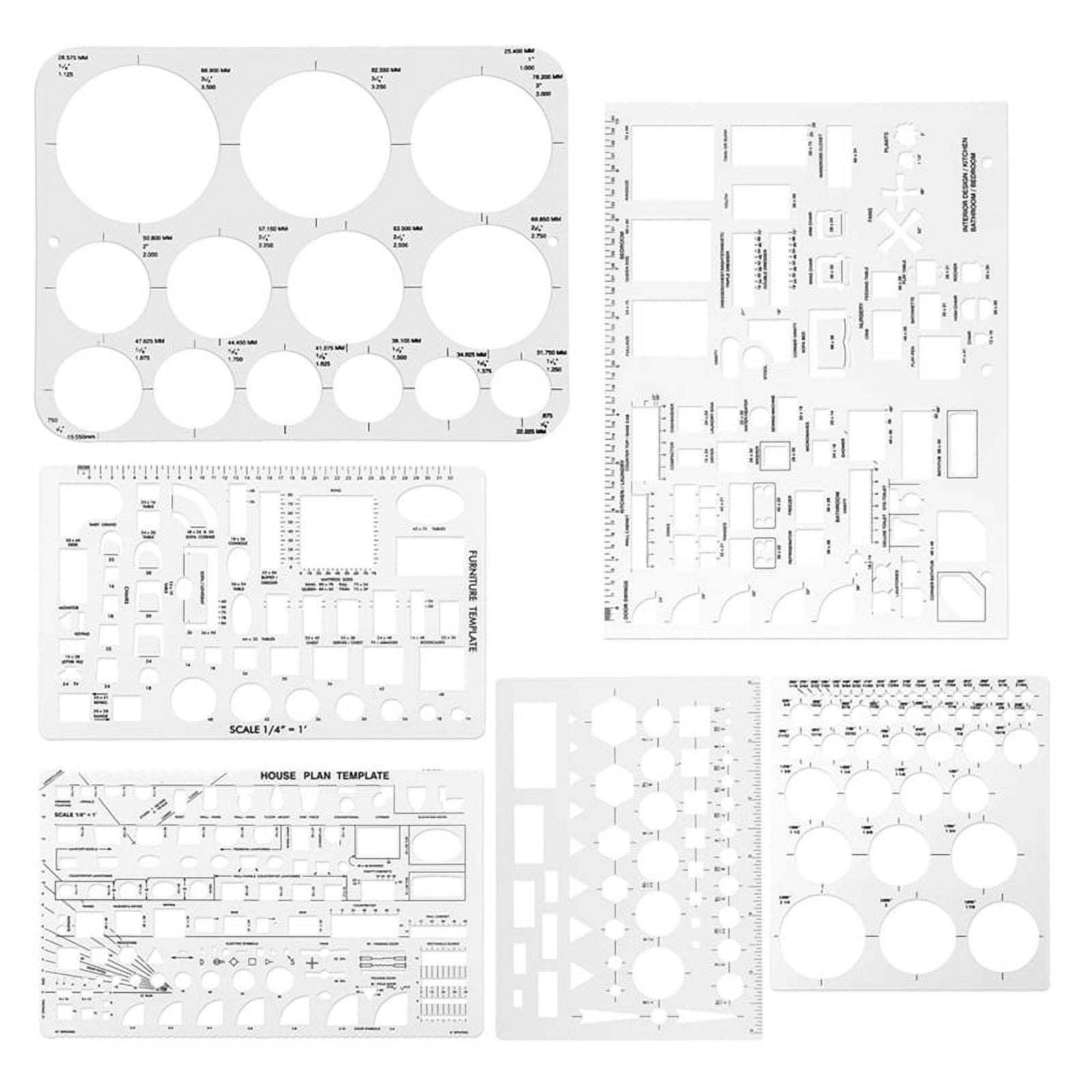 6pcs Circle Template for Drafting, Geometric Shape Stencils Square ...
