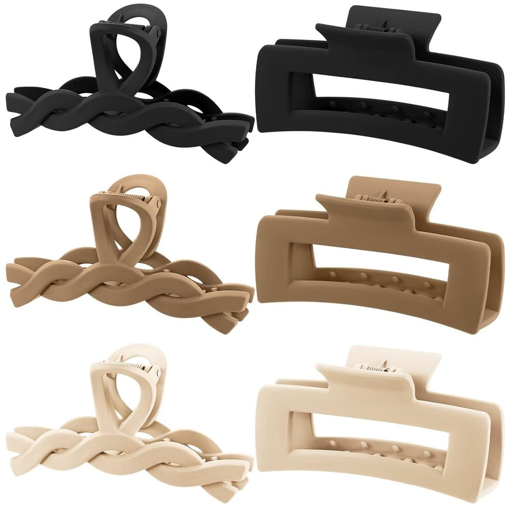 6pcs Claw Clips, 4.1 Inch Hair claws for Thick Hair, Matte Khaki Hair ...