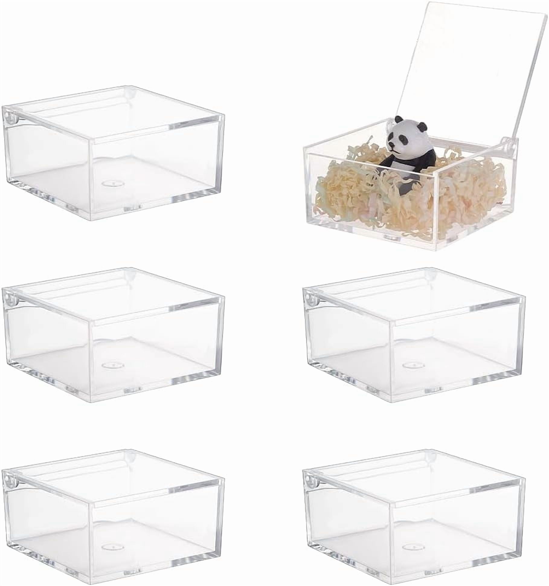 6pcs Clear Acrylic Box 3.2x3.2x1.5 Inch Square Cube Container with Lids ...