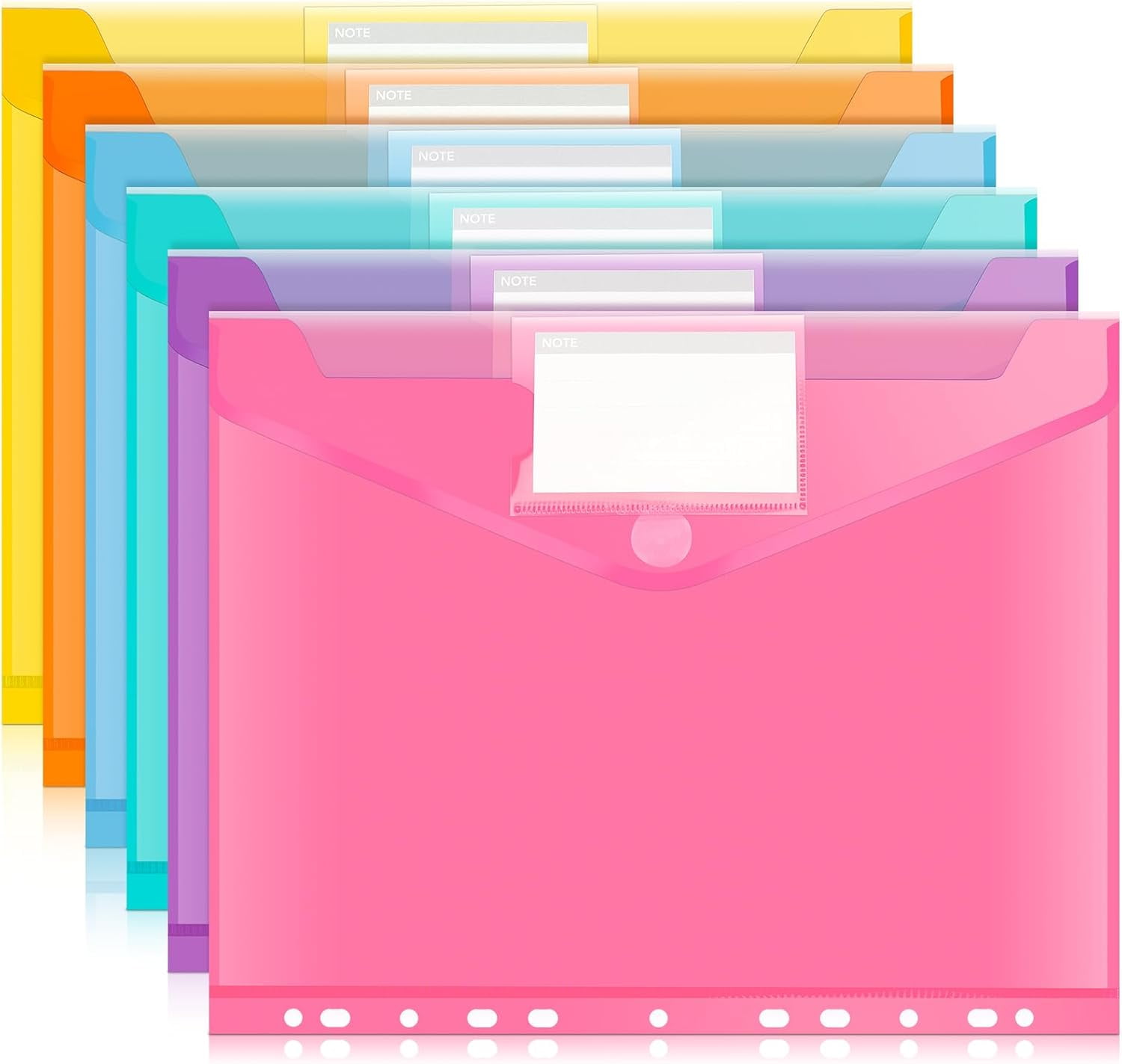 6pcs Clear Binder Folders, File Binder Organizer with 11 Holes, Letter ...