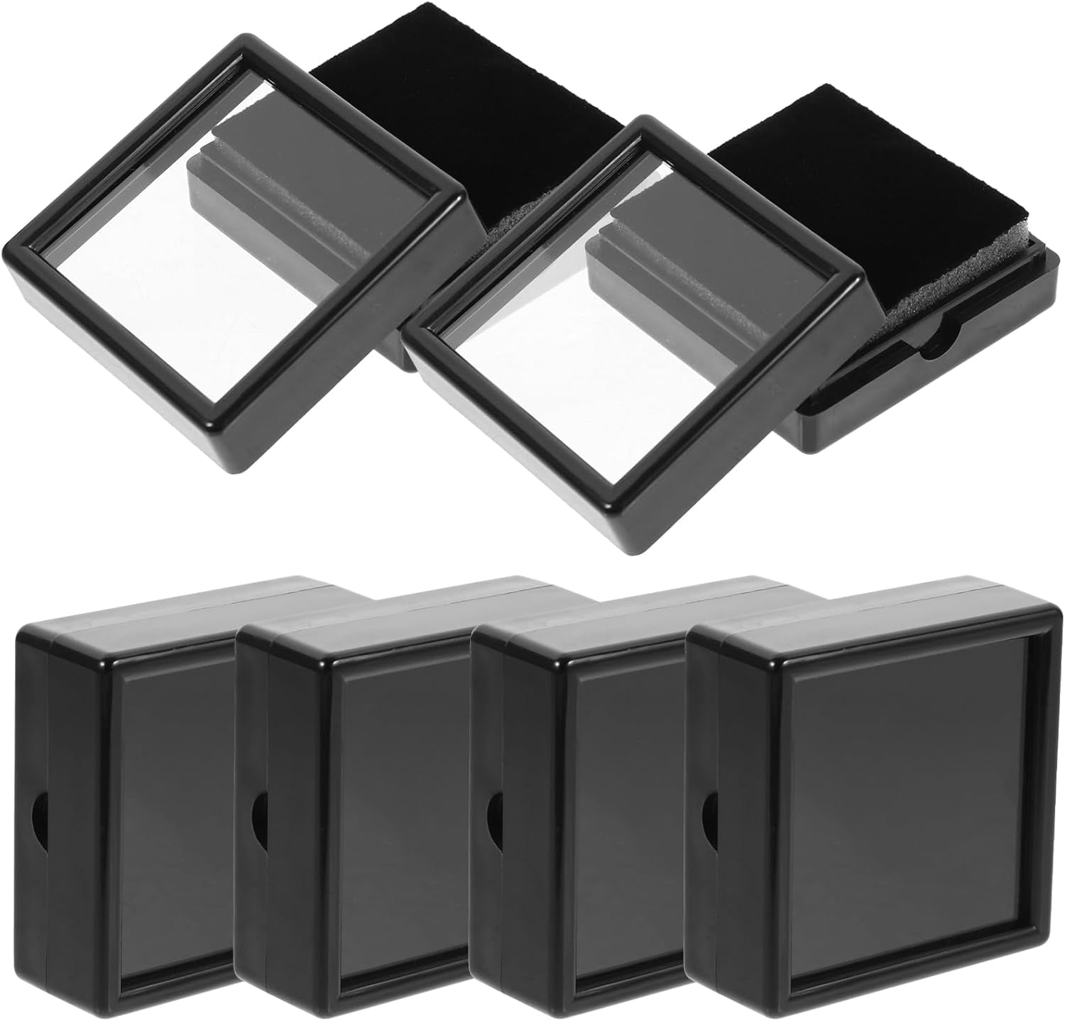 6pcs Clear Lid Jewelry Box Gemstone Display Case Square Jewelry Display ...