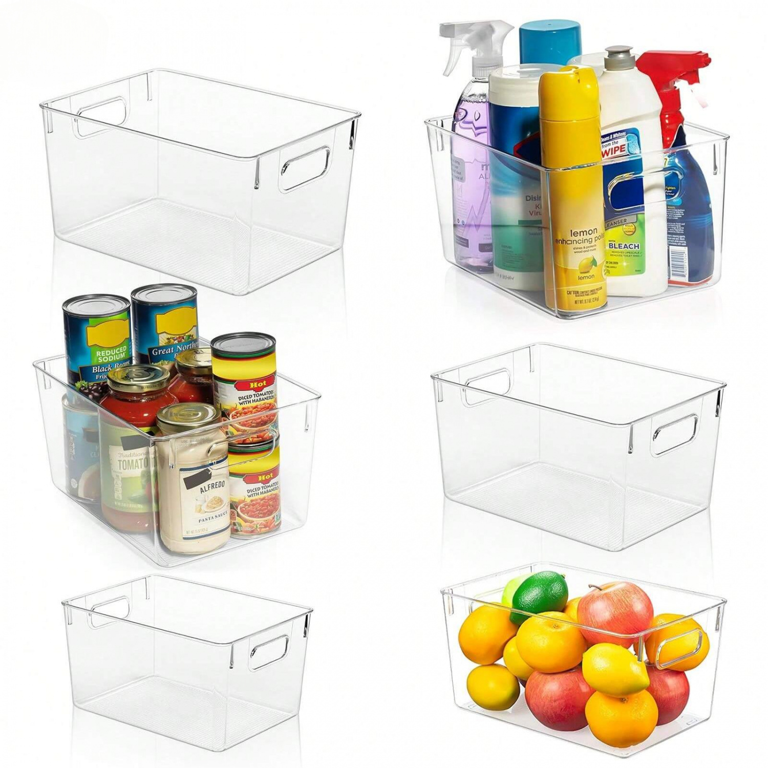 6pcs Clear Plastic Storage Bins – Pantry Organizers & Storage ...