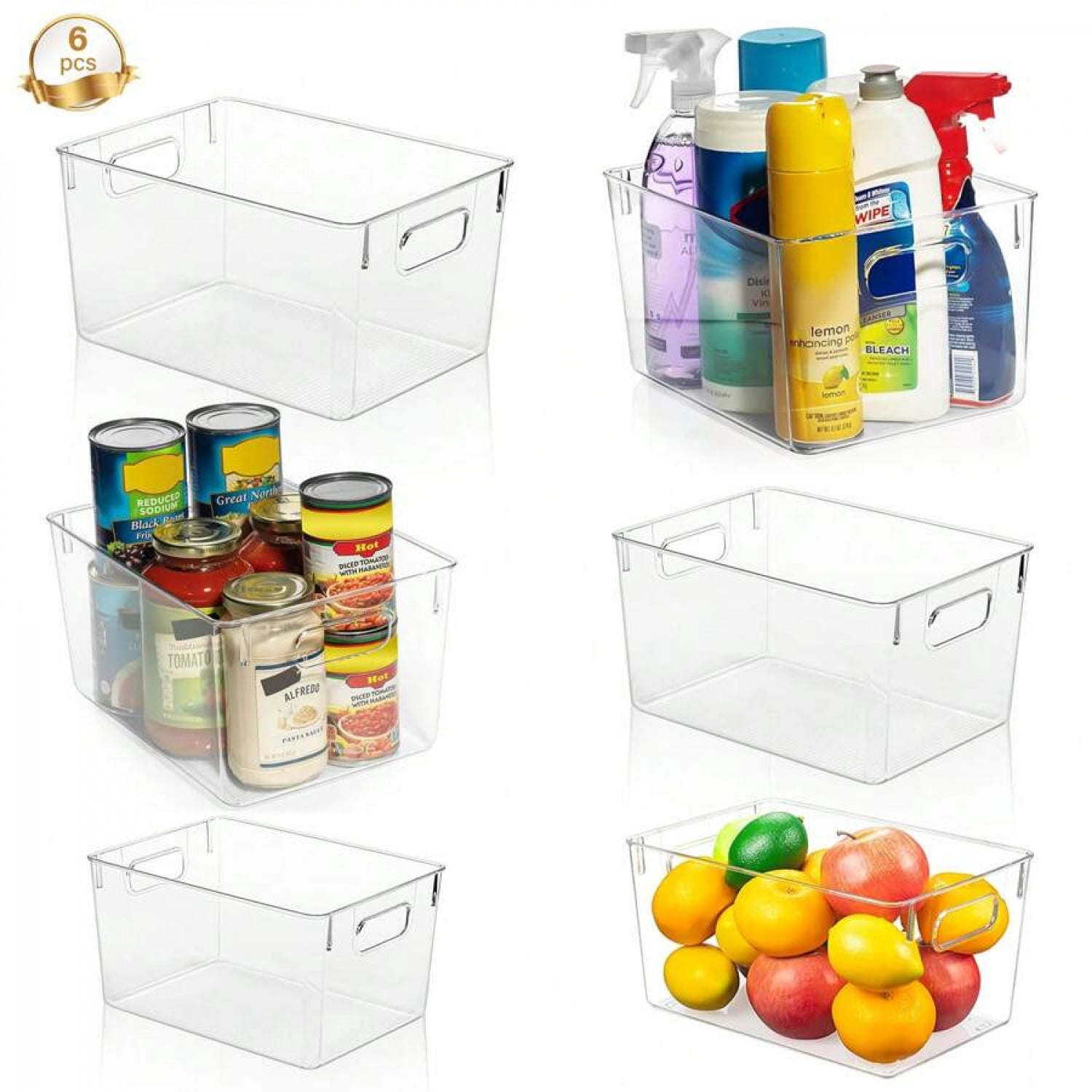 6pcs Clear Plastic Storage Bins – Perfect Kitchen Organization and ...