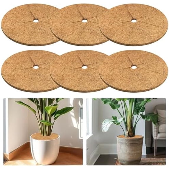 6pcs Coconut Fiber Mulch Ring Tree Plant Protector Mat, 18 Inch Natural ...