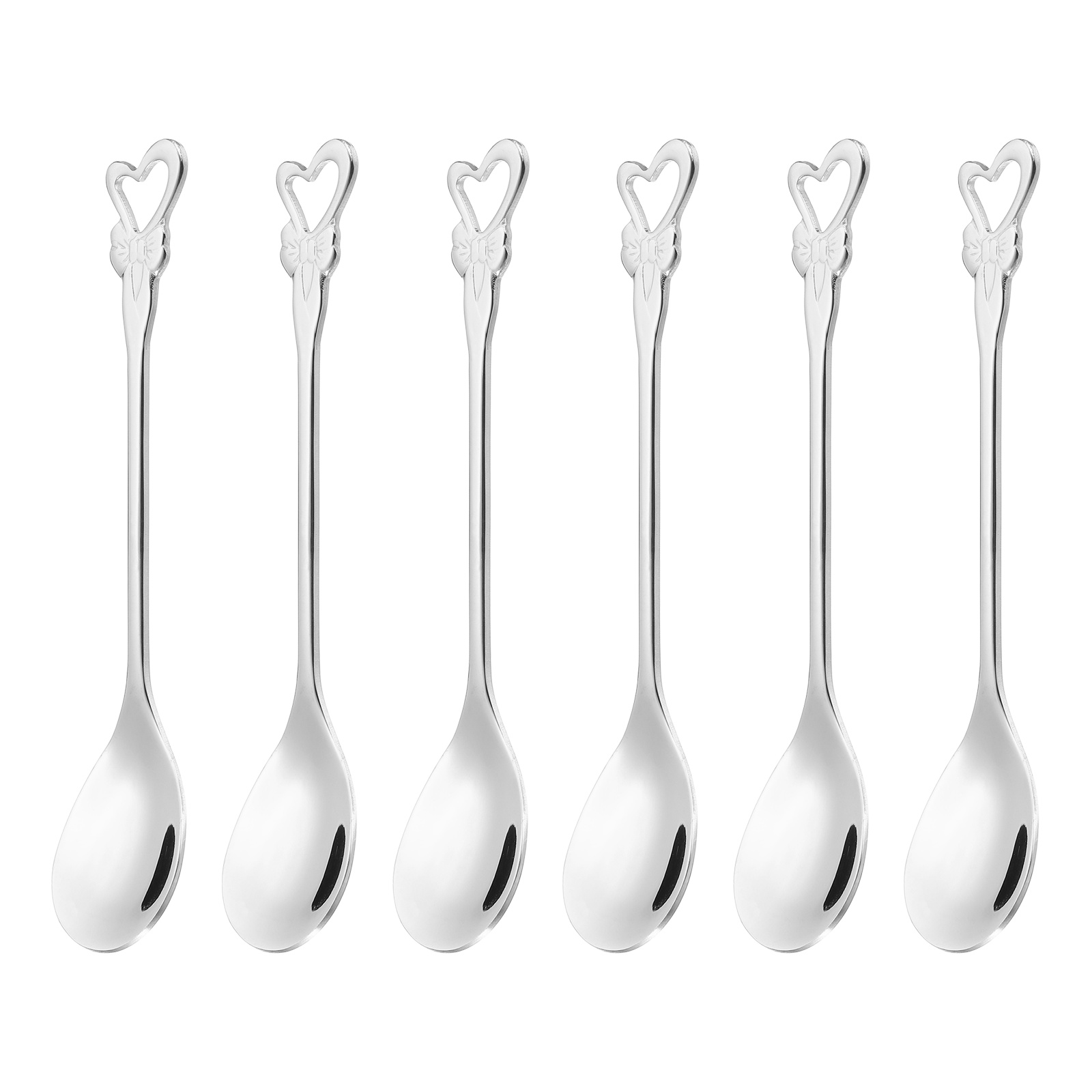 6pcs Coffee Spoons, Heart Tea Spoons 304 Stainless Steel Teaspoons ...