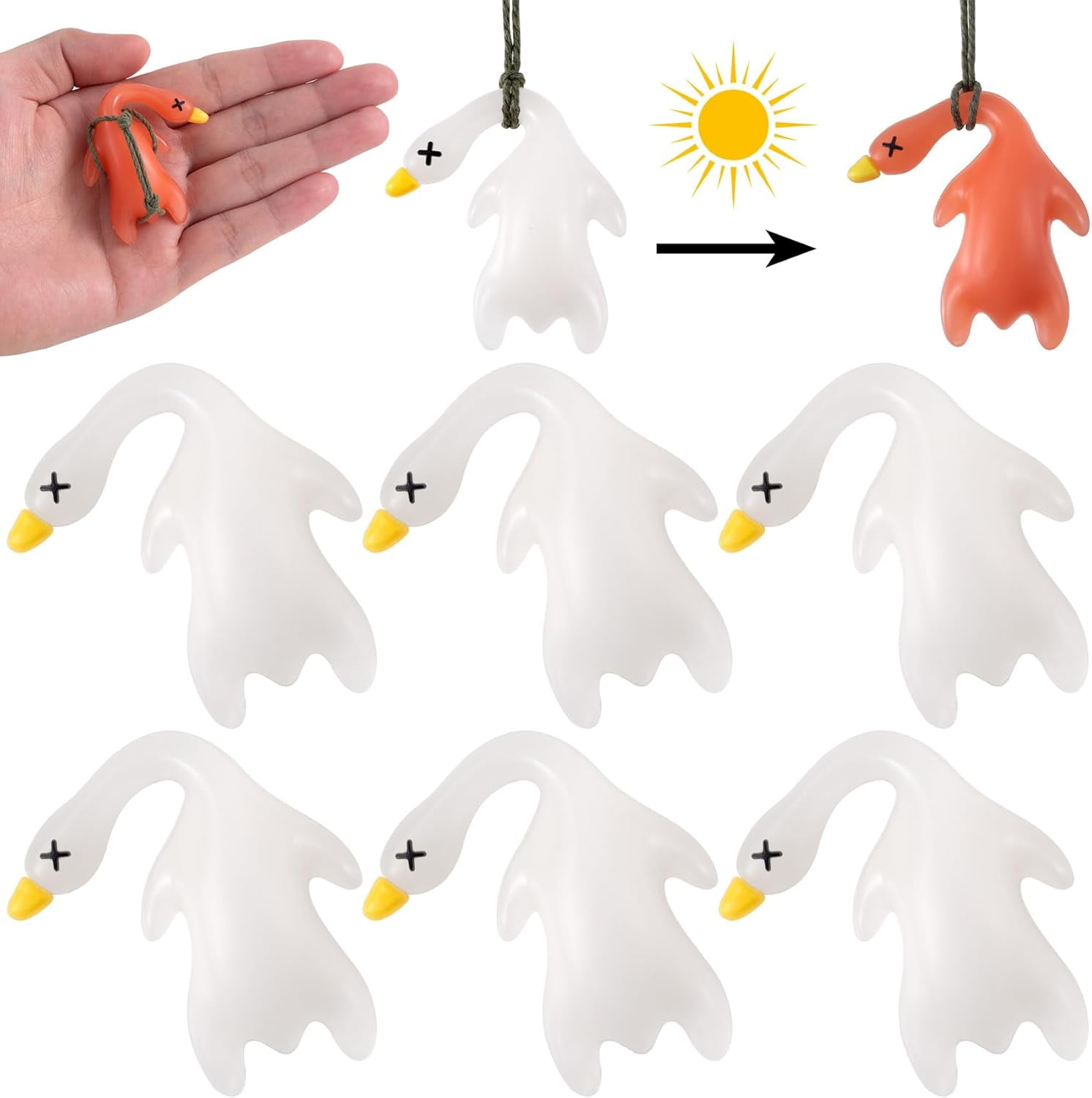 6pcs Color-Changing Duck Car Pendant, Funny UV Roast Duck Temperature ...