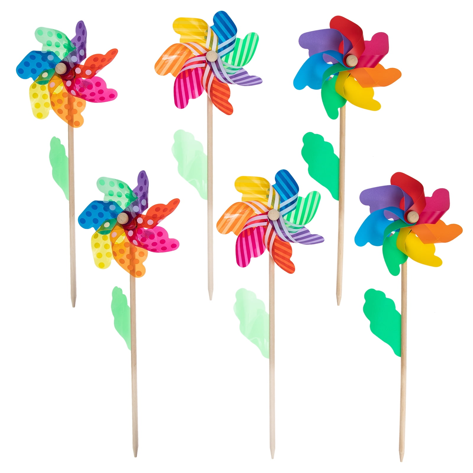 jojofuny Garden Pinwheels Decor Rainbow 6Pcs 7.1in - Walmart.com