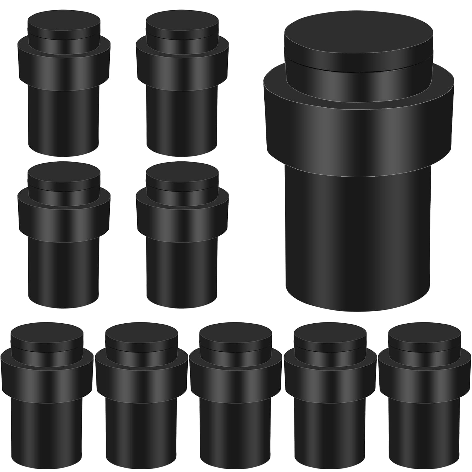 6pcs Concave Wall Door Bumper Stop Gray Rubber Wall Mount Door stoppers Silver Stainless Round ...